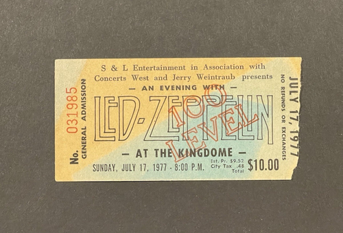 Led Zeppelin 7-17-1977 Concert Ticket Stub Kingdome Seattle Washington ...