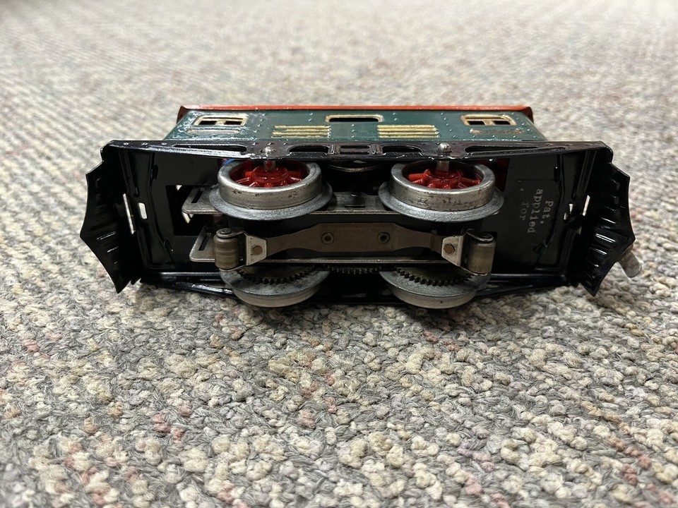 + Ives Prewar O Gauge Tinplate 3258 Green & Orange Electric Locomotive ...