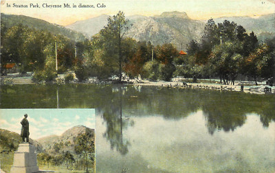 Vintage Postcard Stratton Park With Mt. Cheyenne In Distance Colorado ...