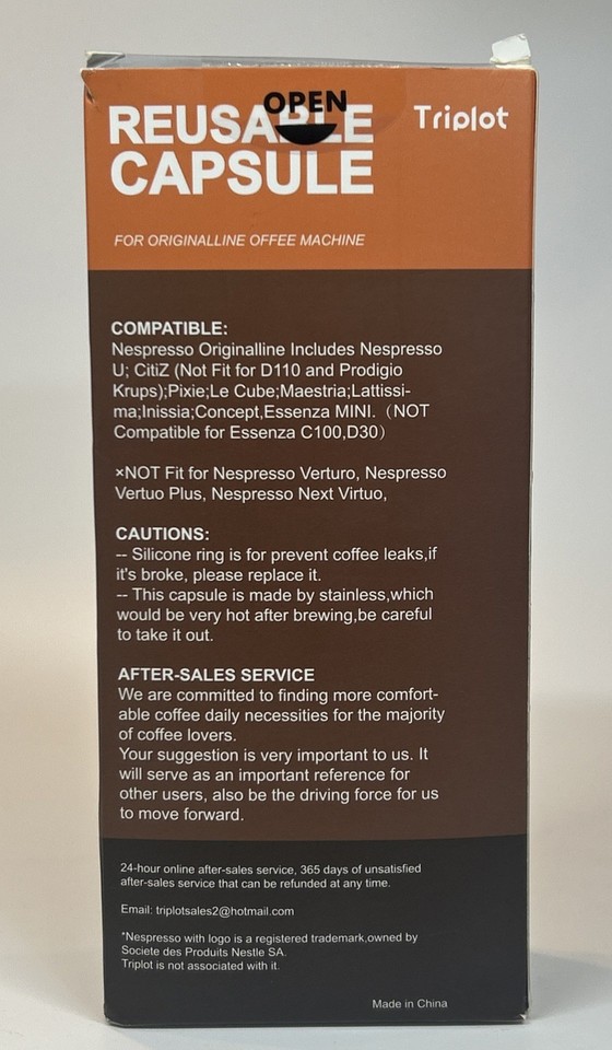 Triplot Reusable Capsules for Nespresso OriginalLine 10pcs Refillable ...