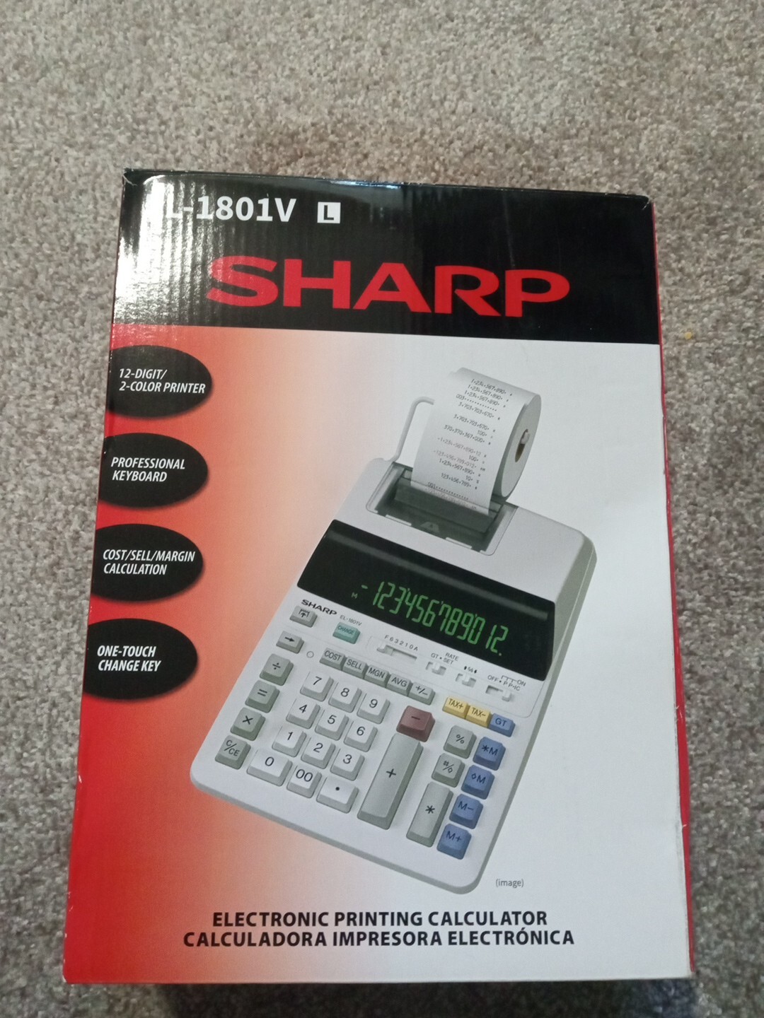 Sharp EL-1801V 12-Digit 2-Color Desktop Printing Calculator Open Box ...