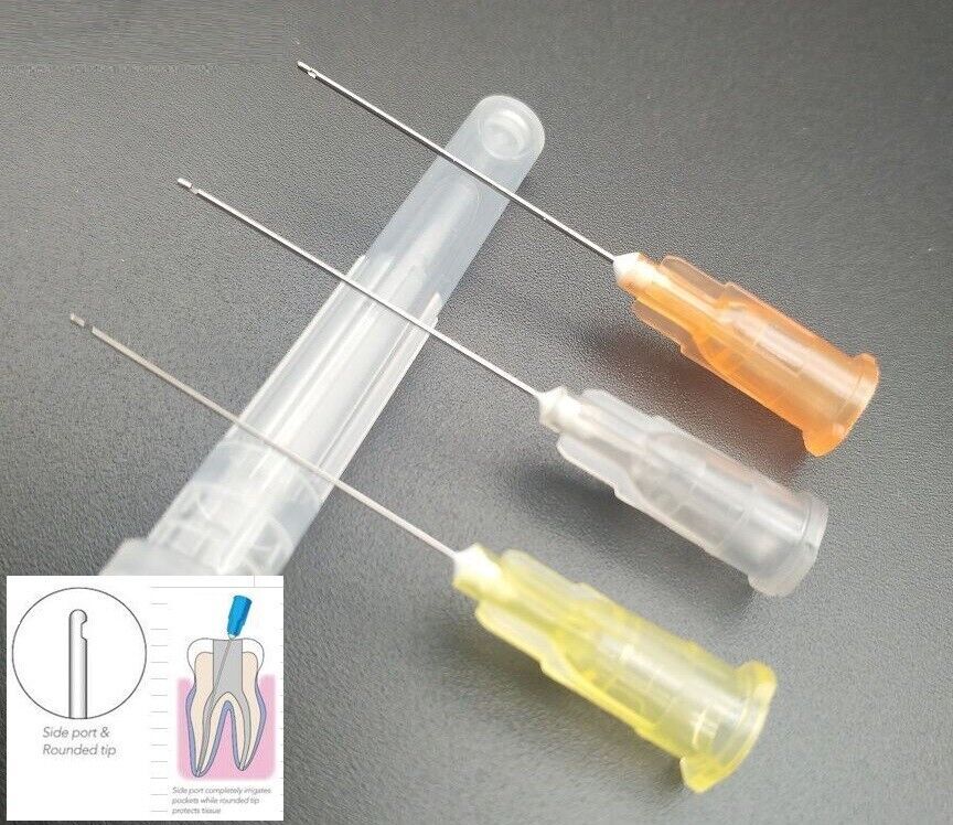 100x Dental Endo Irrigation Needle 25G/27G/30G Disposable Syringe Tips ...