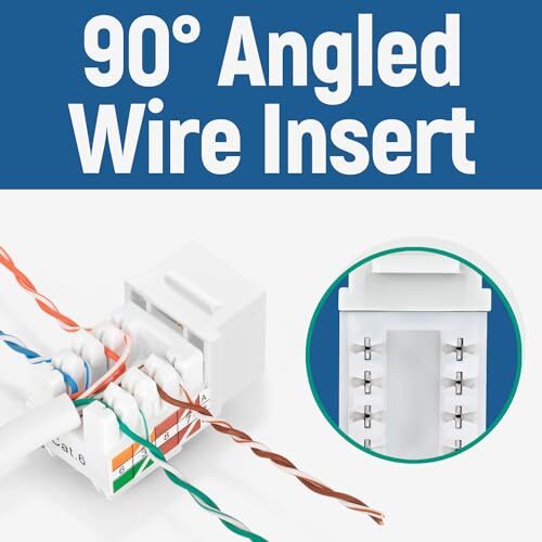 90° Angled CAT6 Keystone Jack in White - Slim Profile RJ45 Female ...