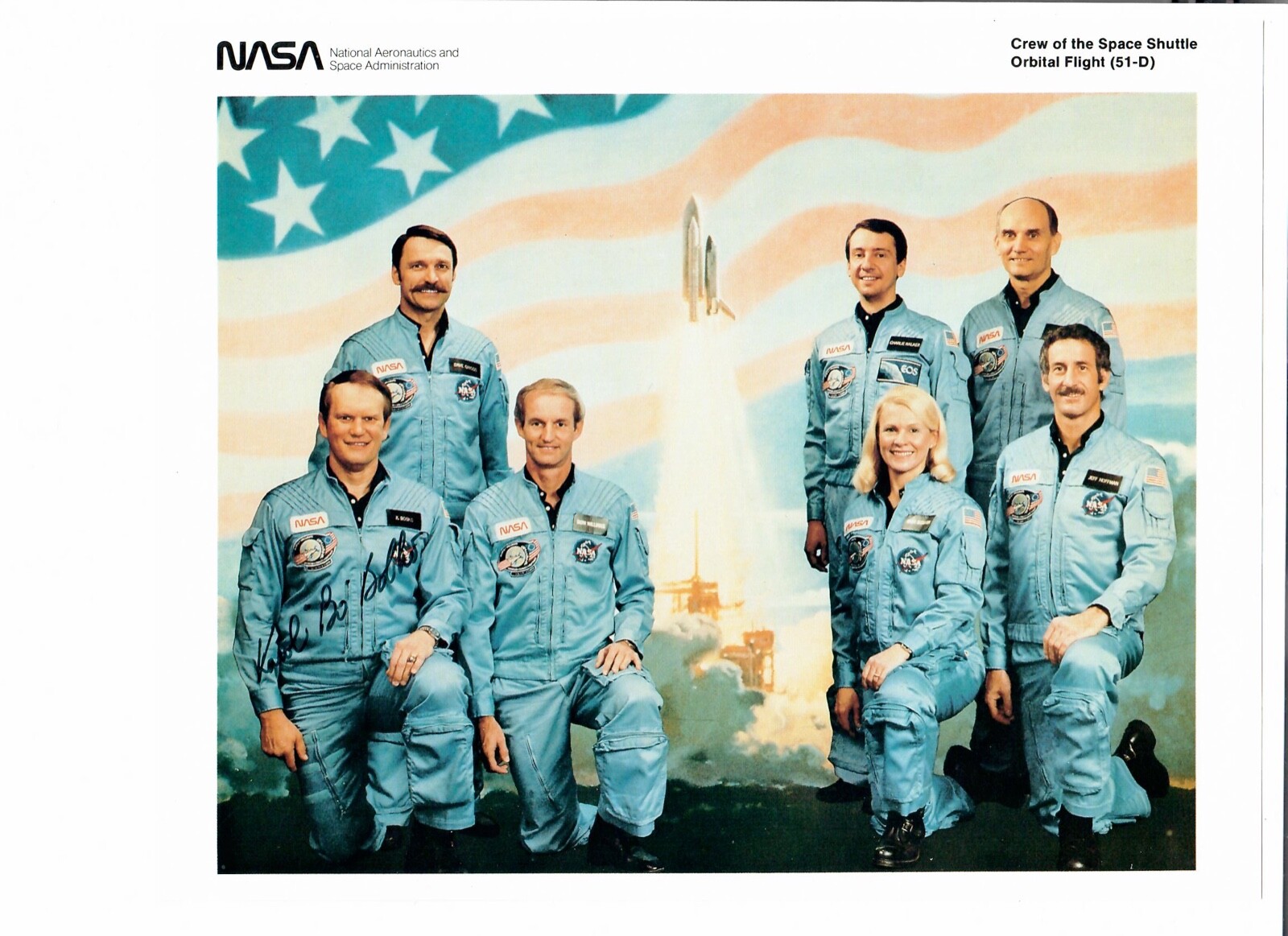 Astronaut Karol "Bo" Bobko Signed STS-51-D Crew Lithograph | eBay