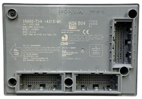 Honda Accord Body Control Module 4DR Sedan Touring EX-L 2.0L AT 2018 ...