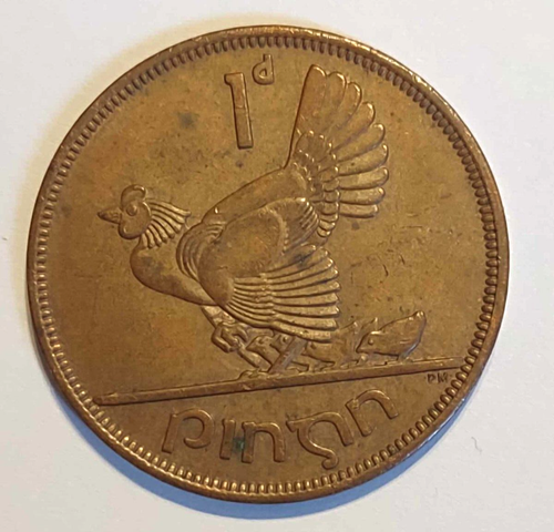 1964 Vintage Irish One Penny Coin Old Ireland Celtic Harp Bird | eBay