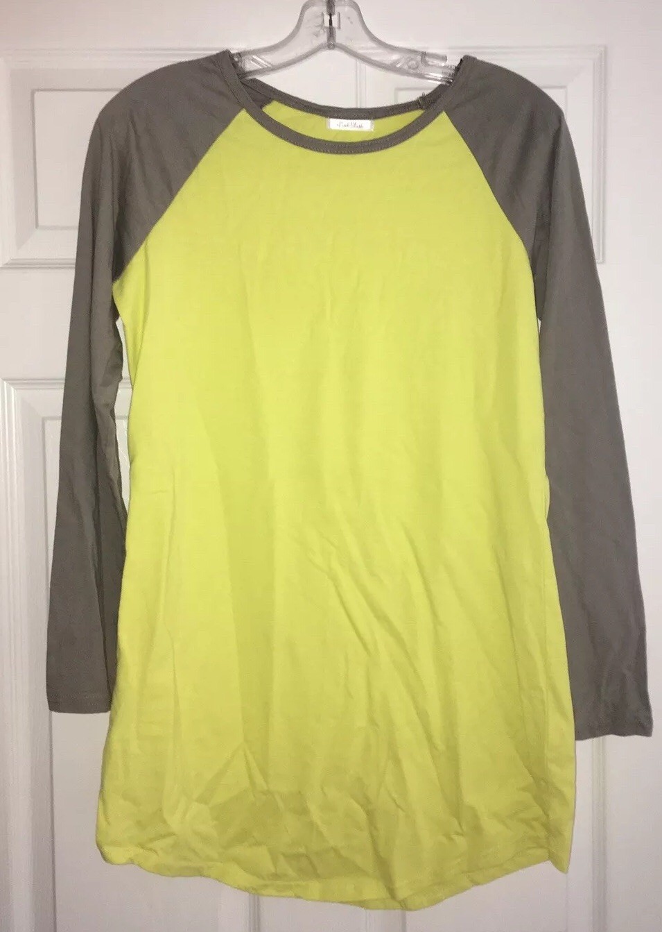 Pink Blush Gray and Yellow Raglan, Size S | eBay