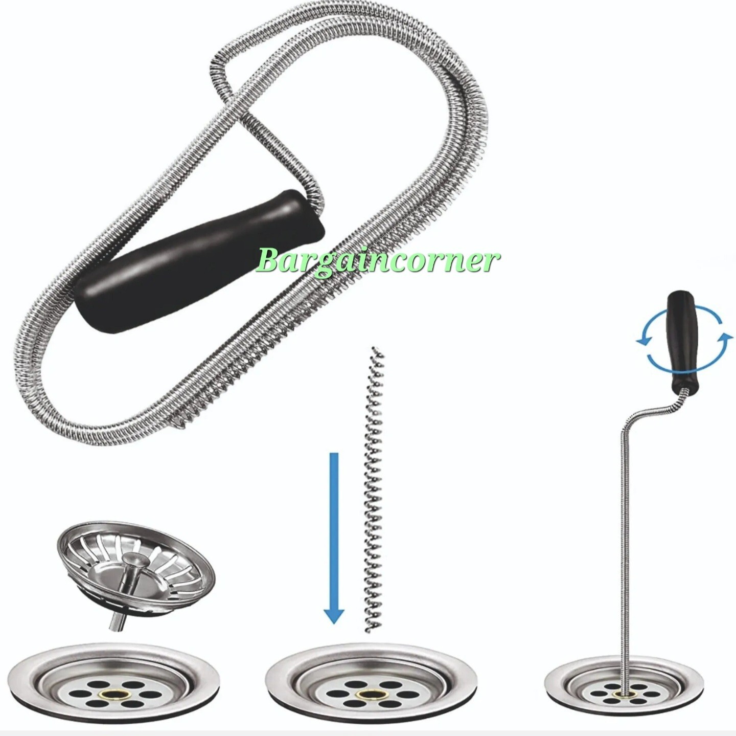 Drain Unblocking Spring Snake Wire Rod Unclog Sink Shower Pipe ...