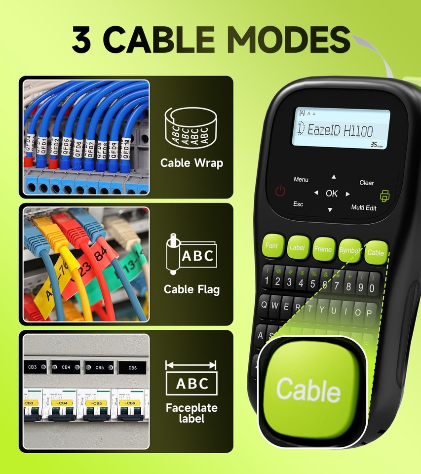 Industrial Label Maker Machine with-Tape Waterproof, Portable Cable ...