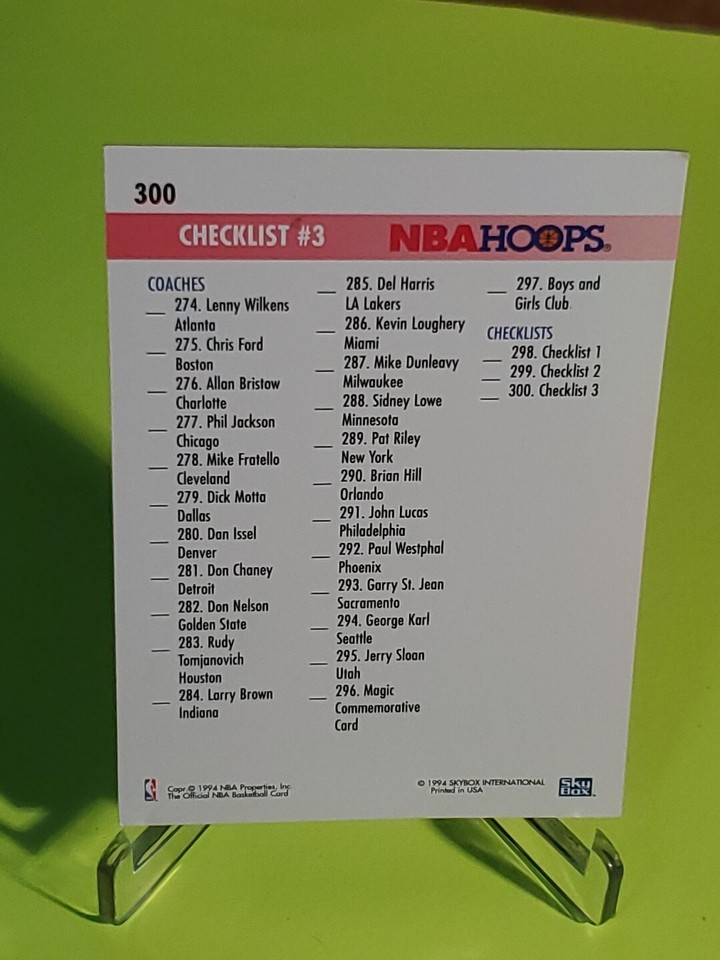 1994-95 NBA Hoops Basketball Checklist 3 #300 #224-300 CL | eBay