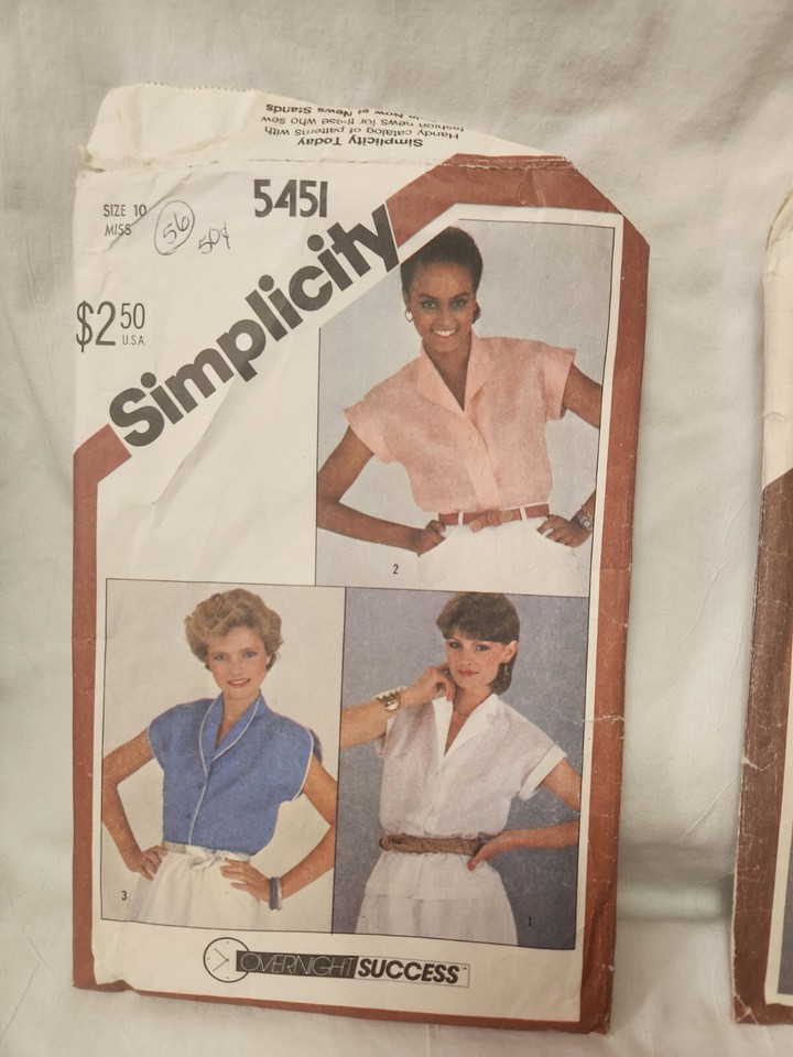 Simplicity Patterns Dresses Blouses 70's 80's 5451 5891 9867 | eBay