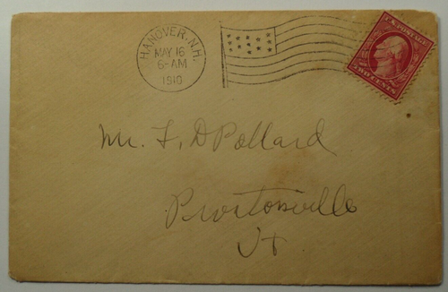 STAMPMART : USA HANOVER NEW HAMPSHIRE 1910 FLAG CANCEL SMALL WASHINGTON ...