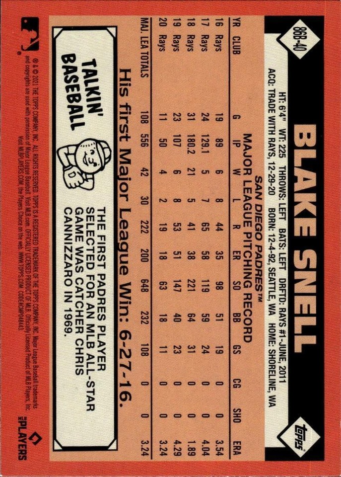BLAKE SNELL CARD #86B-40 BUY ANY 2 ITEMS FOR 50% OFF B1012R1S2P39 | eBay