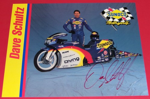 VINTAGE 1996 AUTOGRAPHED "DAVE SCHULTZ" "PRO STOCK BIKE" DRAG RACING ...