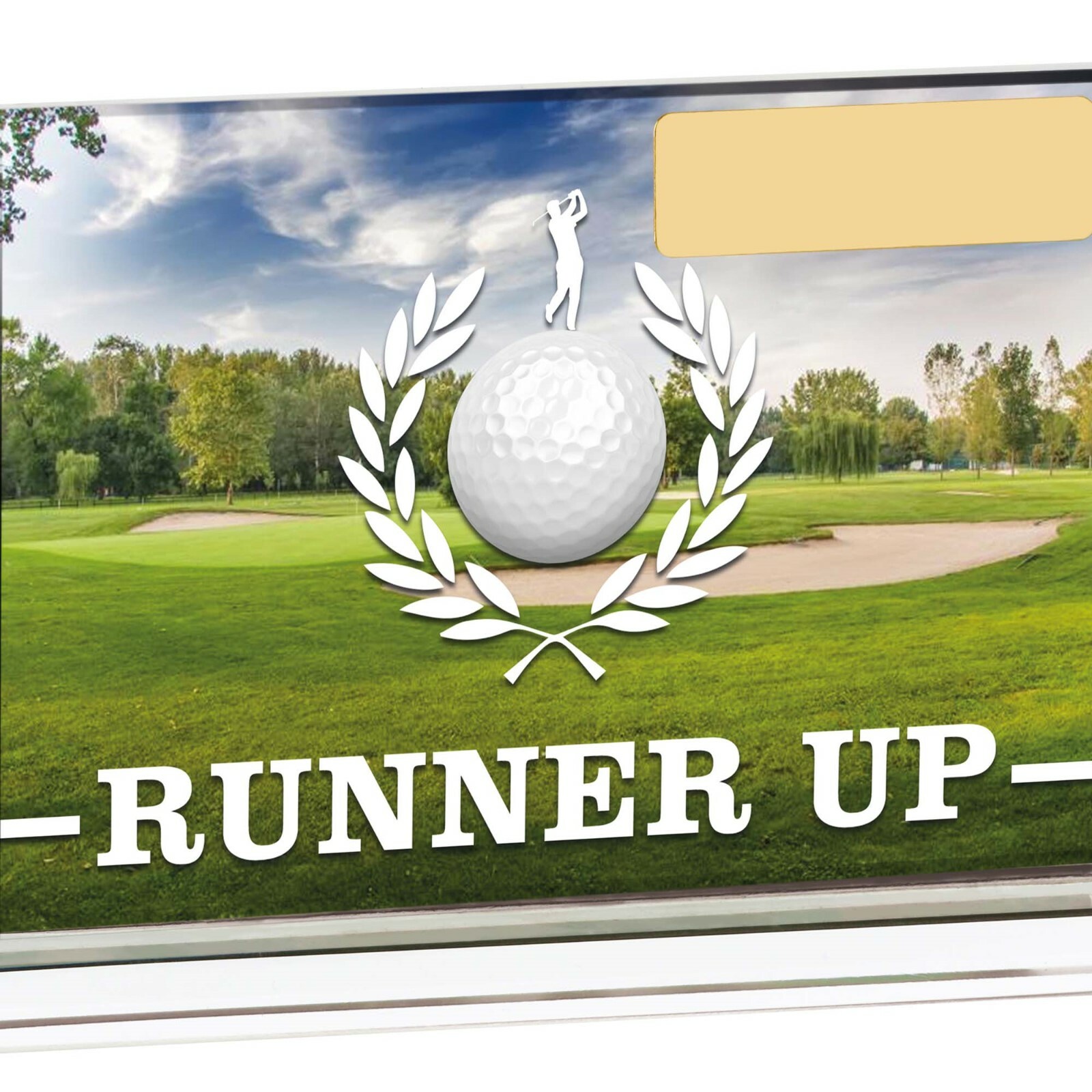 Superb RUNNER UP Colour Glass Golf Plaque Sport Trophy FREE Engraving ...