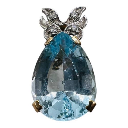 14k Yellow White Gold Blue Topaz Pear Pendant Enhancer 5.4 Grams | eBay