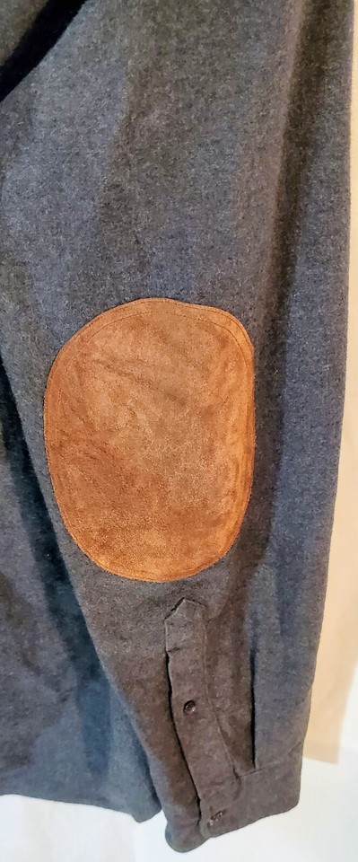 J Crew Shirt Mens Medium Gray Flannel Elbow Patches Cotton Workshirt ...