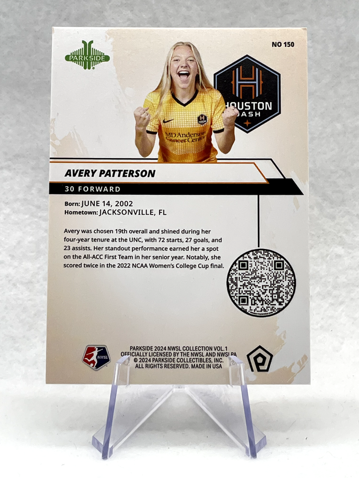 Avery Patterson 2024 Parkside NWSL Collection Vol. 1 #150 RC Houston ...