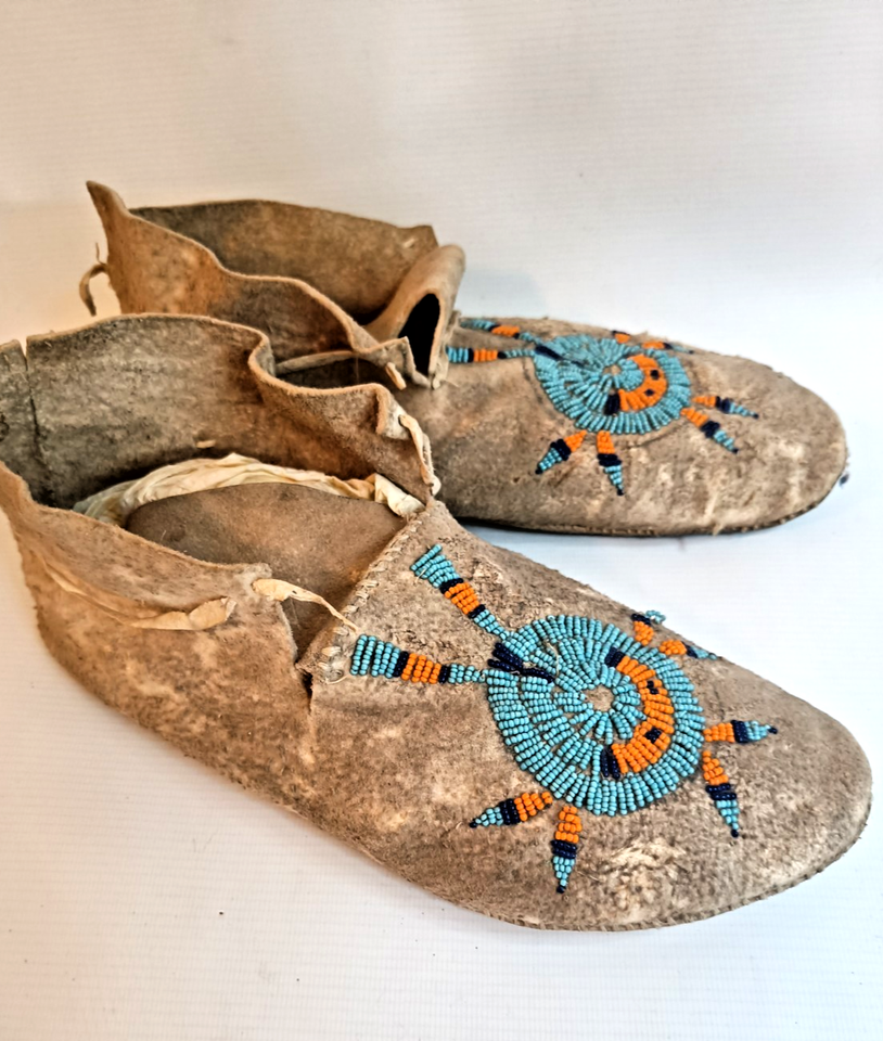 Old Native American Beaded Moccasins plains Cheyenne | eBay