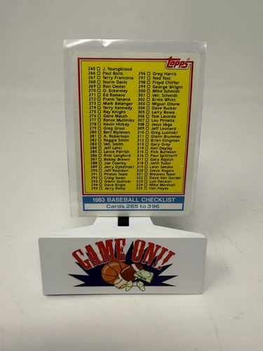 1983 Topps Baseball Checklist ERROR BLANK BACK Card #349 + Hough, Cruz ...