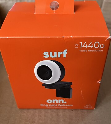 onn. Webcam with Ring Light-3 LED levels, Autofocus, Up to 1440p ...