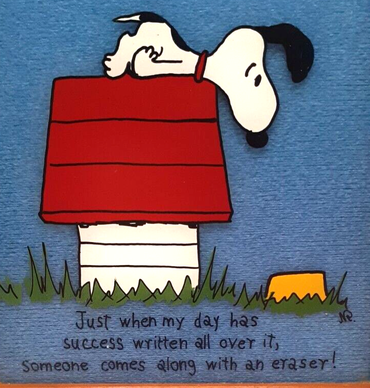 Snoopy "Success" Reverse Painting on Glass 8x6 Vintage | eBay