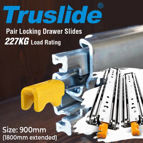 Locking Drawer Slides 900mm (1800mm Extended) 227KG Heavy Duty Draw ...