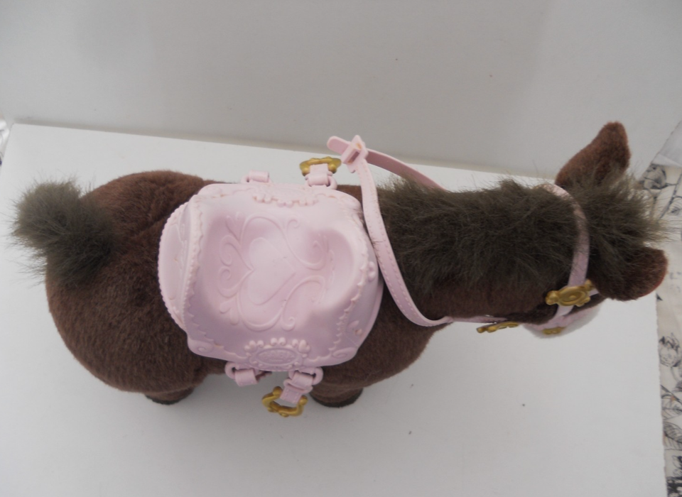 BABY BORN DOLL WOOD STABLE AND MOVING HORSE WITH SADDLE AND REINS TOY ...