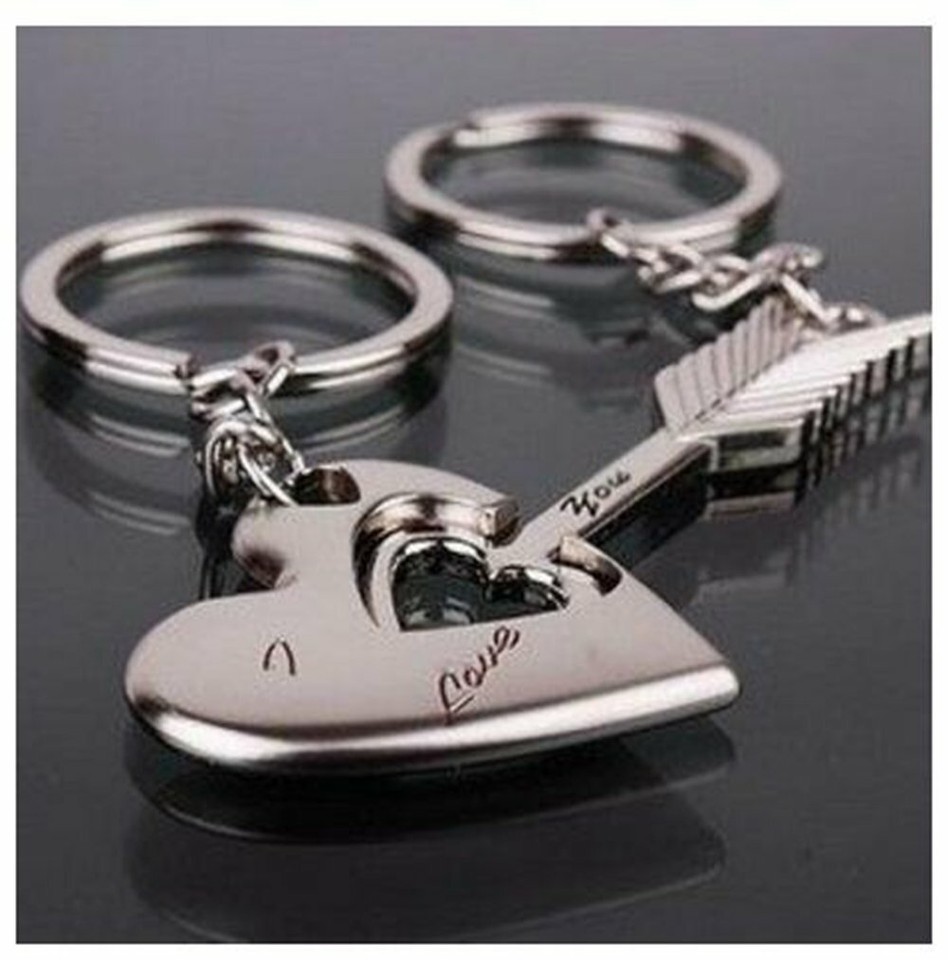 Romantic Couple Keychain Set Heart Keyring Matching Keychain Valentines ...