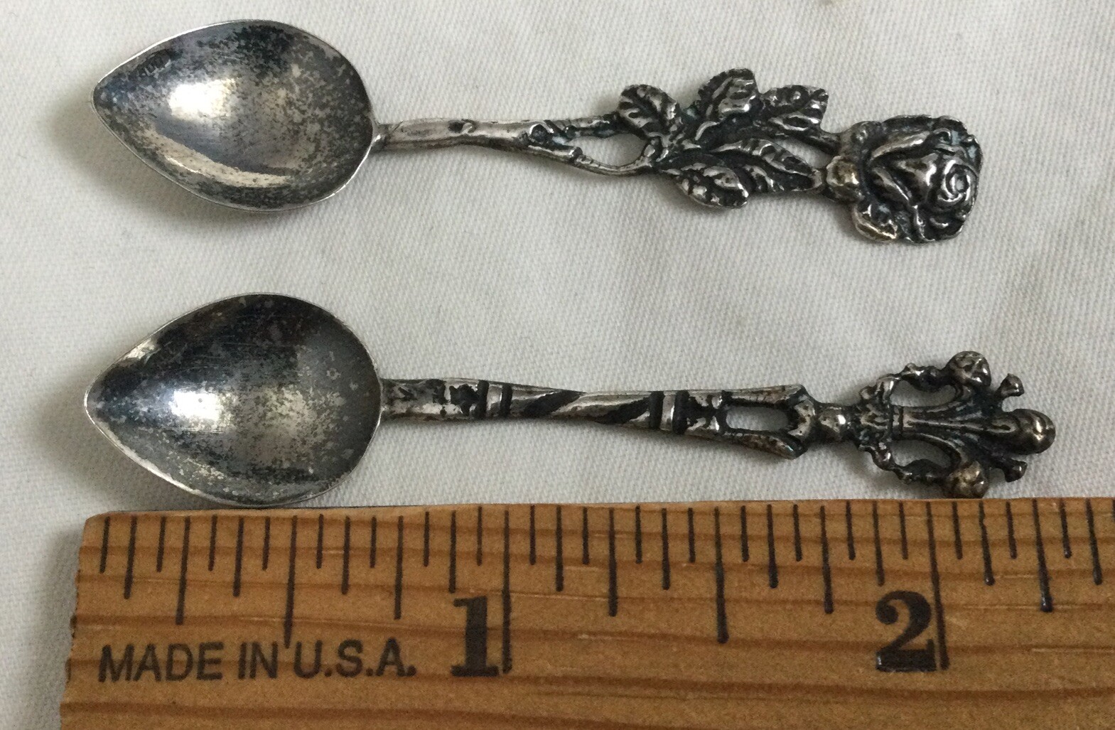 Set of 2 Sterling Silver Salt Spoons - Spade-shaped Bowl - Various ...