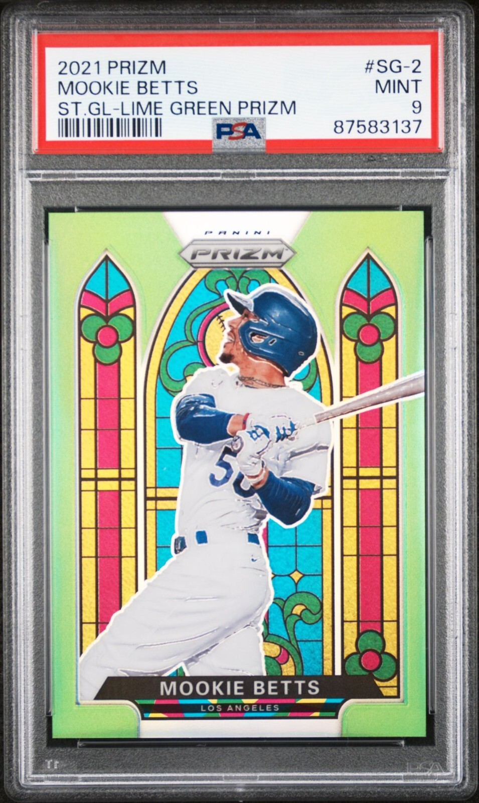 2021 Panini Prizm - Stained Glass Lime Green Prizm #SG-2 Mookie Betts ...