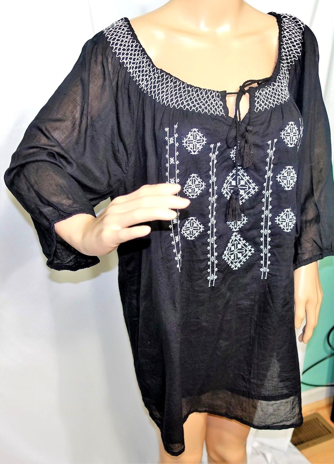 Unique Spectrum Women Plus Size 1x 2x Black Boho Gypsy Lined Cotton ...