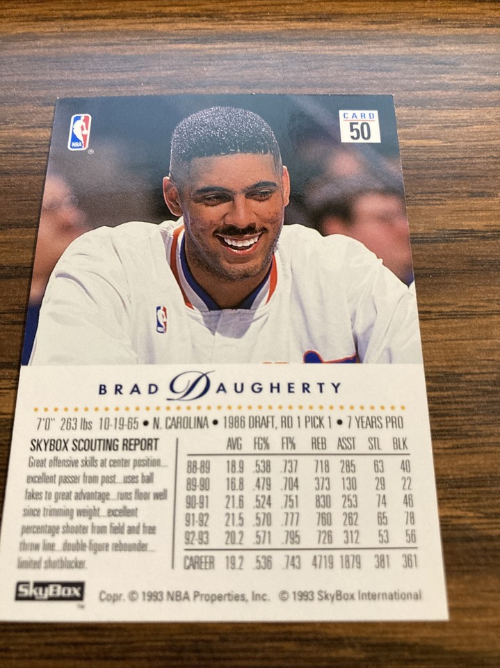 1993-94 Skybox Premium Brad Daugherty Cleveland Cavaliers Center #50 | eBay