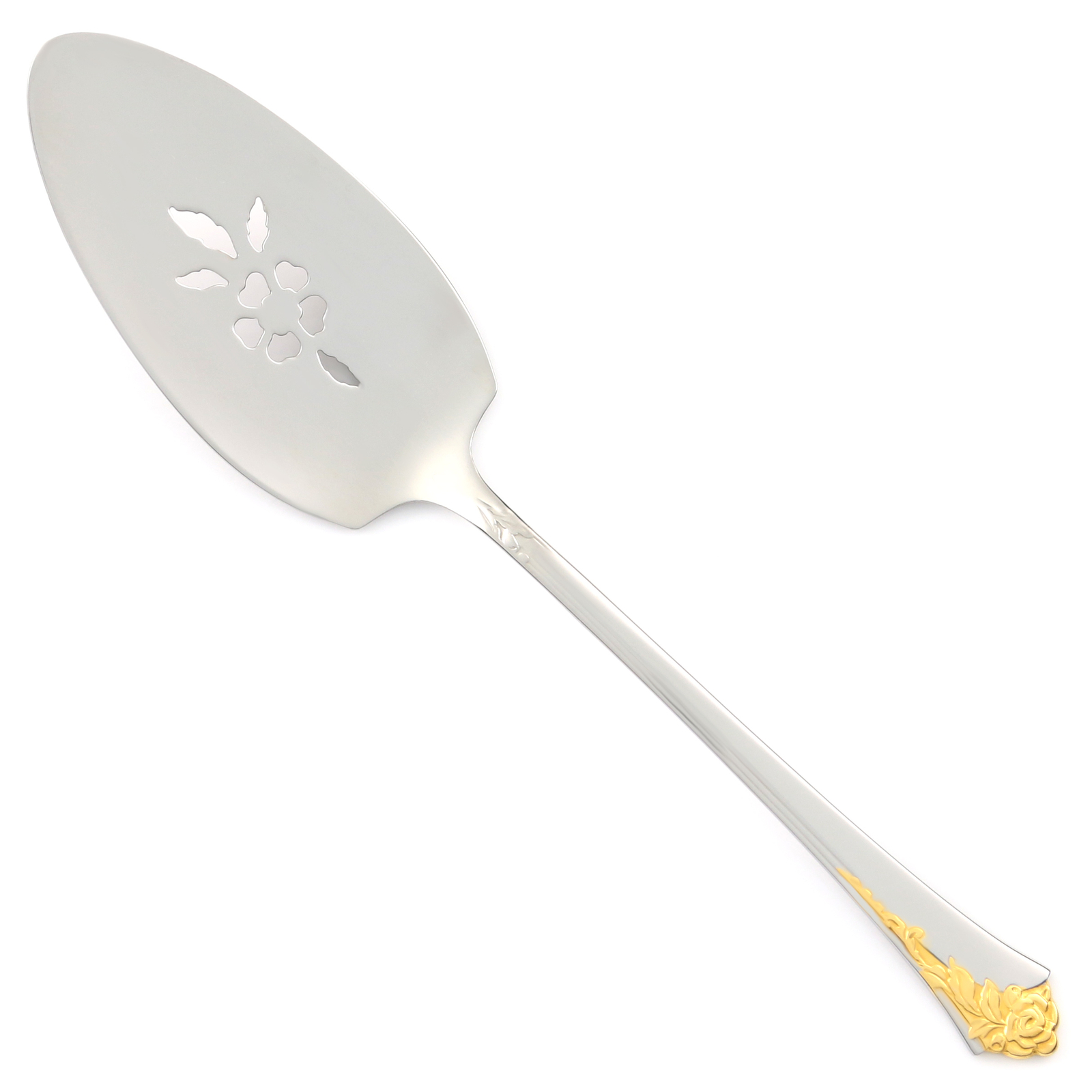 Oneida GOLDEN DAMASK ROSE Stainless Heirloom Cube Gold Accent Flatware ...