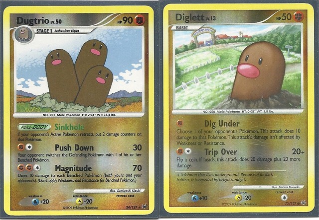 RARE DUGTRIO & DIGLETT - 2 Evolution PLATINUM Pokemon Cards REV HOLO NM ...