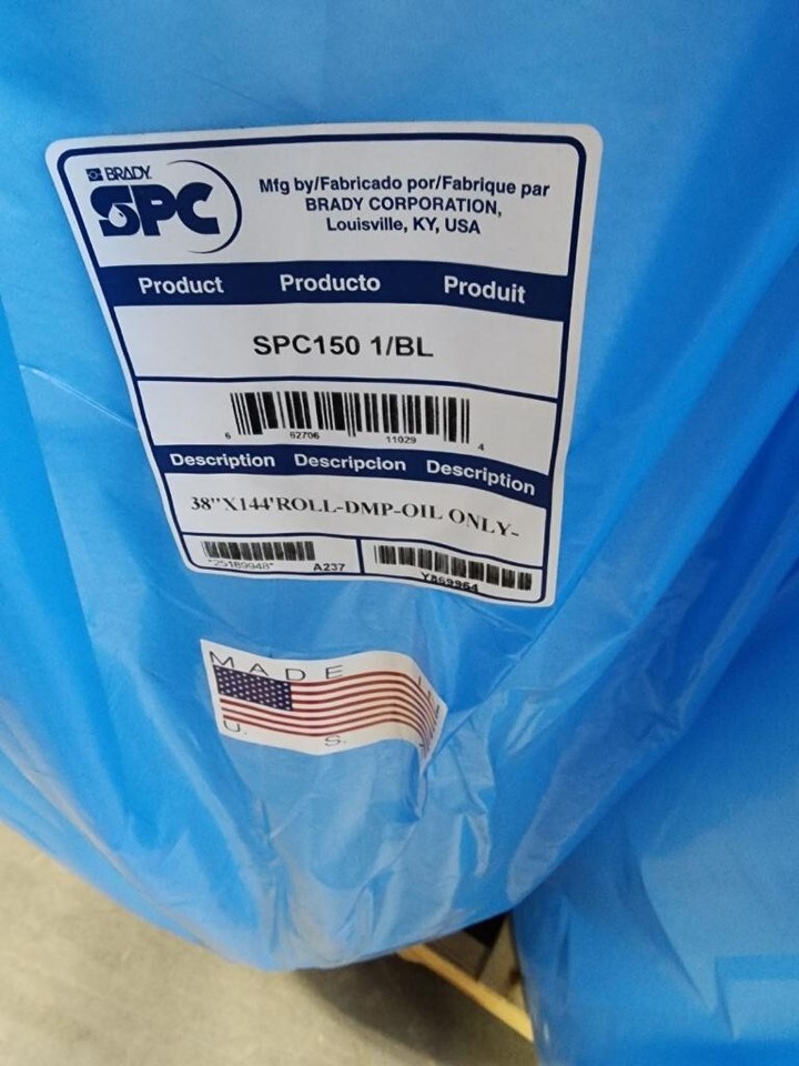 BRADY SPC150 ABSORBENTS Absorbent Roll: Absorbs 70 Gal. Oil-Only ...