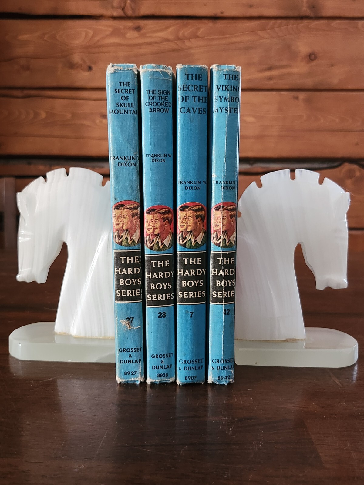 Vintage Set Mexican Bookends 5.5" Carved White-Banded Onyx Stone Horse ...