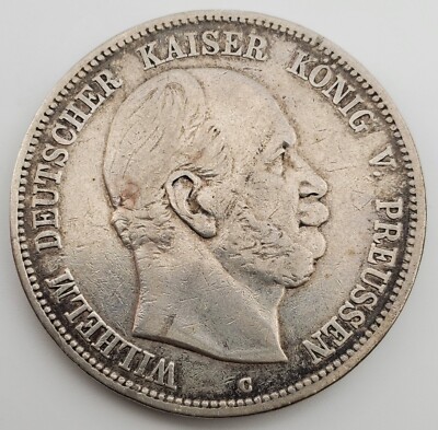 German States Prusse 1876 C Funf Mark World Silver Coin Scarce 900 Fine ...