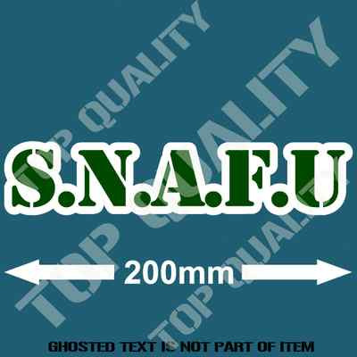 SNAFU FUNNY Decal Sticker BUMPER CAR TRUCK RALLY DRIFT GARAGE DECALS ...