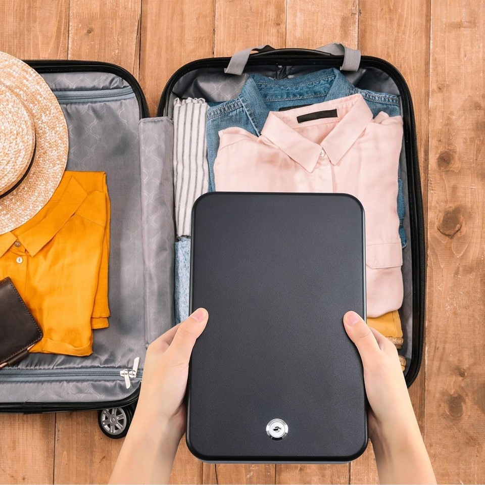 Small Pistol Safe Lock Box Portable Travel Gun Safe for Car Home ...