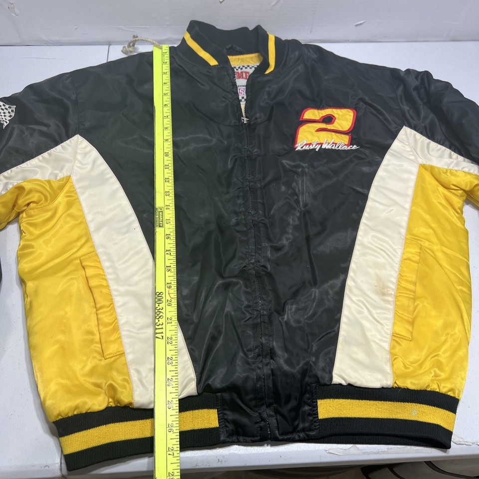 Vintage 90s Rusty Wallace NASCAR Racing Jacket #2 Nutmeg Dale Flags ...