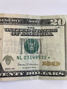 Low Serial Very Rare Twenty ($20) $ Dollar Bill Star Note NL 03148532 ...