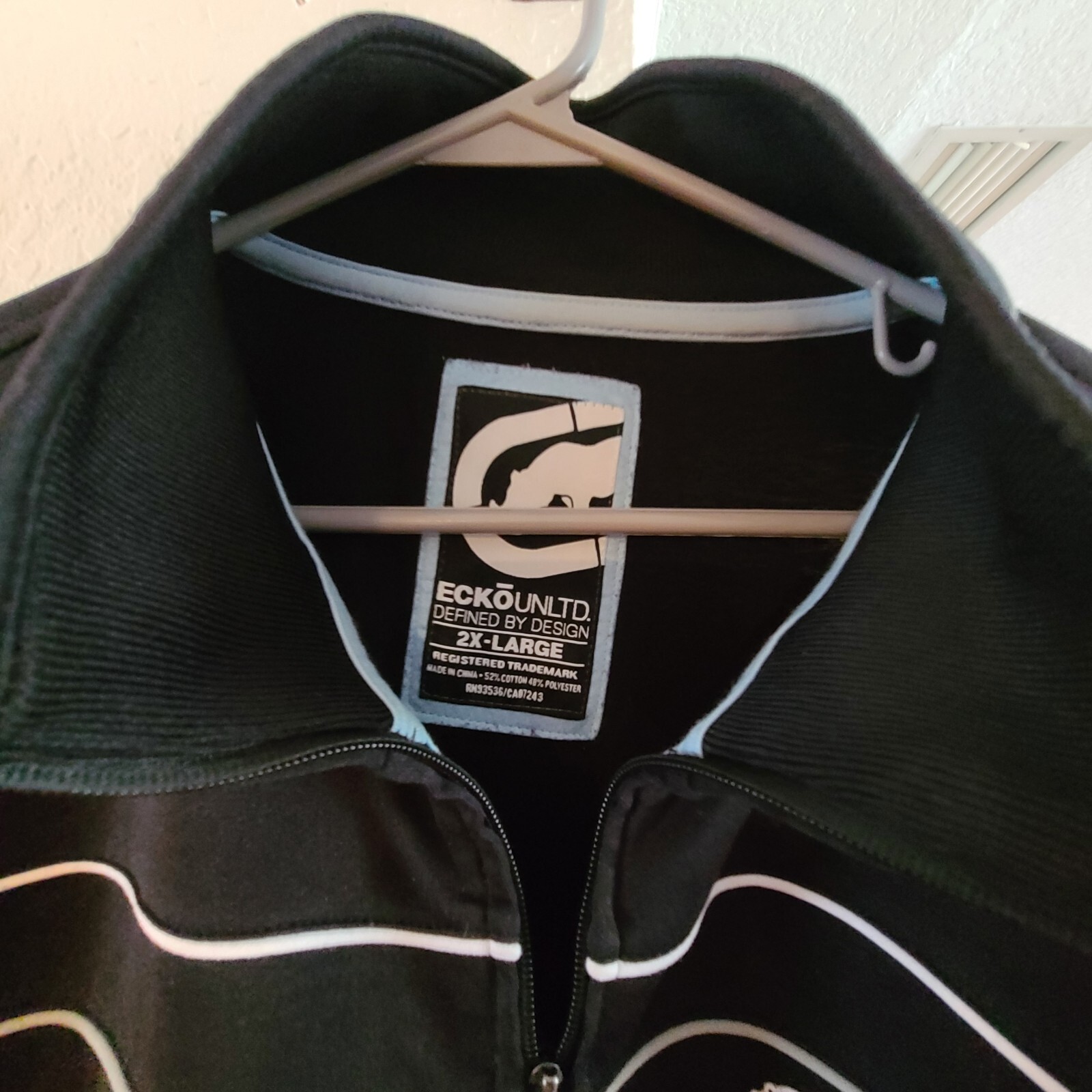 Ecko Unltd Jacket Men 2x Large Black White Blue Stripes Full Zip Track ...