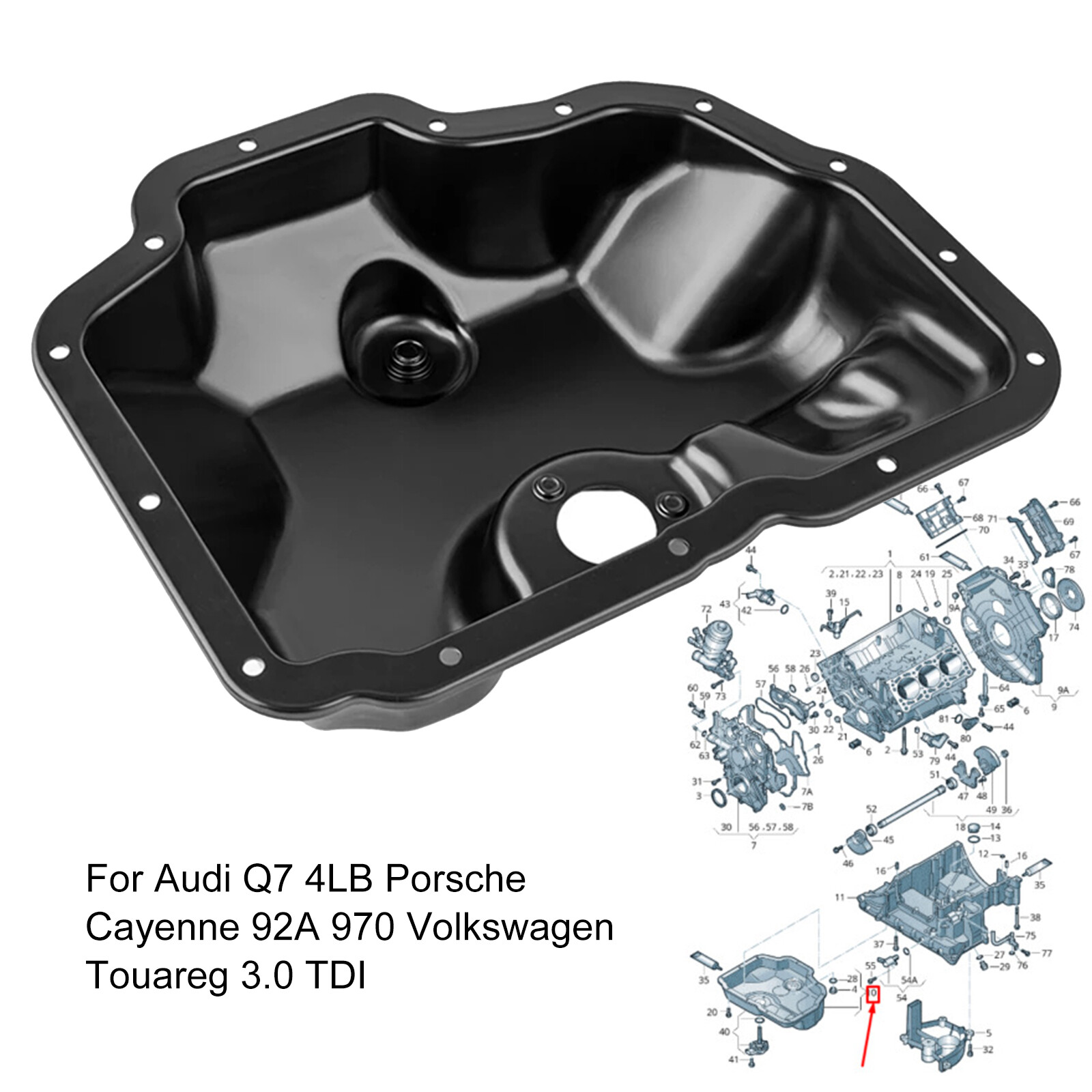For Audi Q7 4LB Porsche Cayenne 92A 970 VW Touareg 3.0 TDI Oil Pan ...