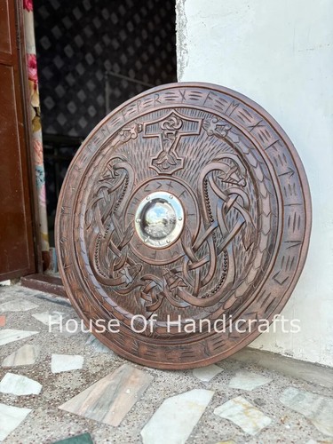 Handmade wooden carved shield 24 inches 3 colors Medieval handmade ...