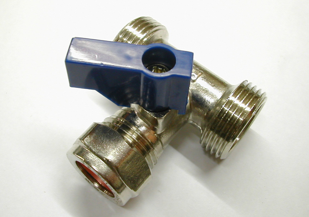 Dual Appliance Washing Machine Dishwasher Tee Valve 3/4" x 3/4" x 15mm ...