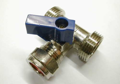 Dual Appliance Washing Machine Dishwasher Tee Valve 3/4" x 3/4" x 15mm ...