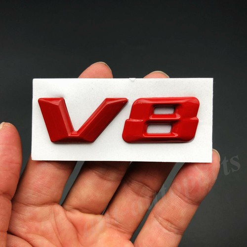 3D Metal Red V8 Car Fender Emblem Badge Decal Sticker V12 Biturbo ...