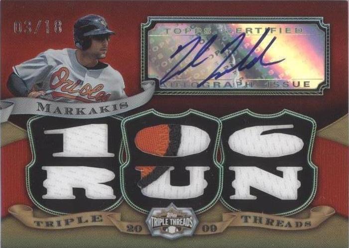 2009 Topps Triple Threads - Autographed Relic Nick Markakis #TTAR-32 / ...