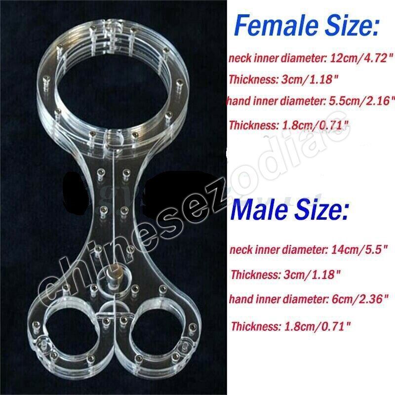 Crystal Handcuffs Pillory Cangue Neck Collar Slave Thumbcuffs Lockable ...